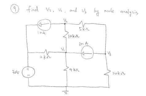 solved find v 1 v 2 and v 3 by node analysis