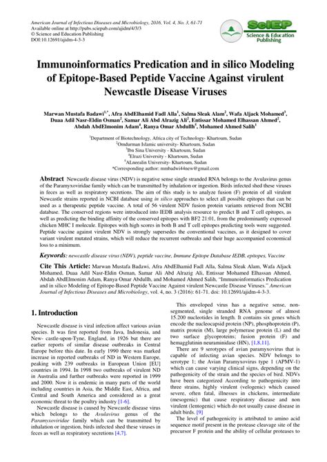 Pdf Immunoinformatics Predication And In Silico Modeling Of Epitope Based Peptide Vaccine