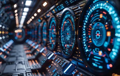 Futuristic Control Room With Advanced Digital Interfaces And Hightech Displays In A Scifi