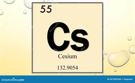 Cesium Chemical Element Symbol On Yellow Bubble Background Stock