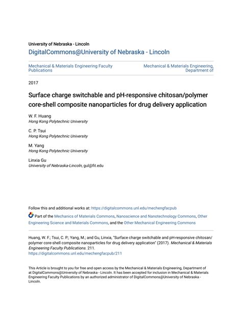 Pdf Surface Charge Switchable And Ph Responsive Chitosan Polymer Core Shell Composite