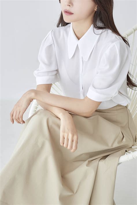 리틀마켓 Made 퍼프 소매 쉬폰 반팔 블라우스 Bg05b0 셔츠 벌룬 시스루 화이트 블랙 네이비 데이트 오피스 출근 모임
