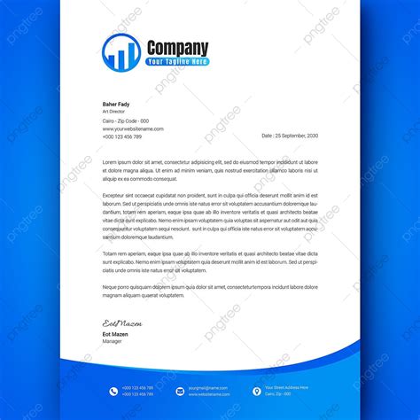 레터 헤드 파란색 양식 템플릿 종이 일러스트 틀 편지 템플릿 Psd 다운로드 디자인 자료 다운로드