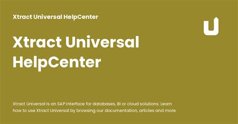 Xtract Universal Helpcenter Xtract Universal Helpcenter