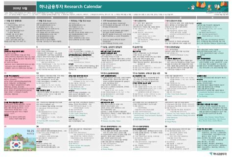 주식 10월 증시 일정 캘린더 공유 키움증권 And 하나금융투자 네이버 블로그