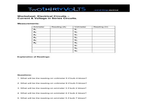 Electrical Circuits Current And Voltage In Series Circuits Lesson Plan For 9th 10th Grade