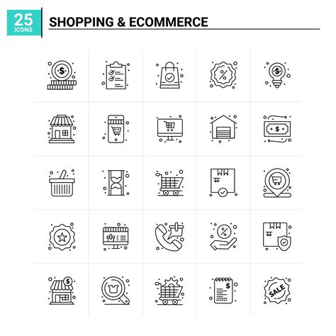 25 Shopping Ecommerce Icon Set Vector Background 18026821 Vector Art At Vecteezy