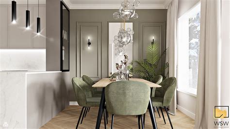 Salon z aneksem i jadalnią w stylu modern classic w odcieniach beżu i