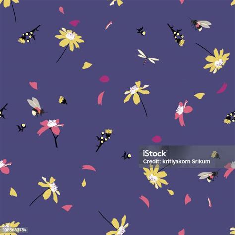 다채로운 예쁜 데이지 꽃 인쇄 범블 꿀벌 원활한 무늬 패션 패브릭 벽지 모든 지문에 대 한 벡터와 바람 디자인 부 0명에 대한 스톡 벡터 아트 및 기타 이미지 Istock