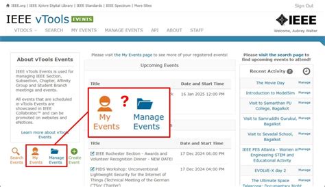 My Events And Manage Events Whats The Difference IEEE VTools