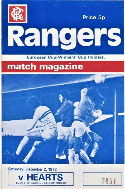 Rangers V Hearts 2 December 1972 The Rangers Archives