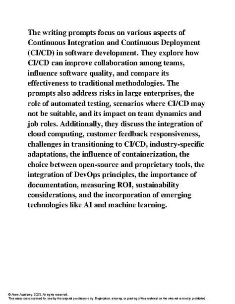 20 Writing Prompts Continuous Integration And Continuous Deployment Cicd 20