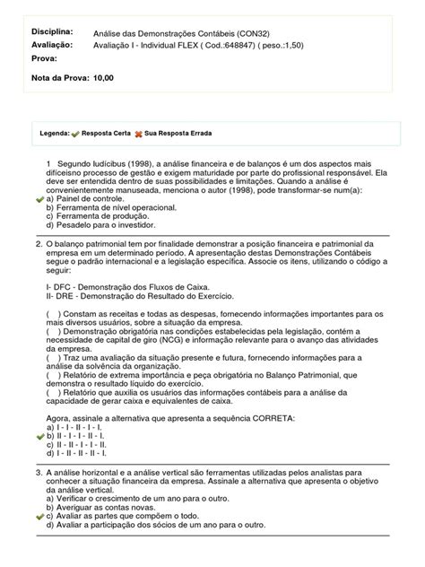 Prova Análise Das Demonstrações Contábeis Pdf Download Grátis Pdf