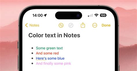 comment obtenir du texte en couleur dans l application apple notes