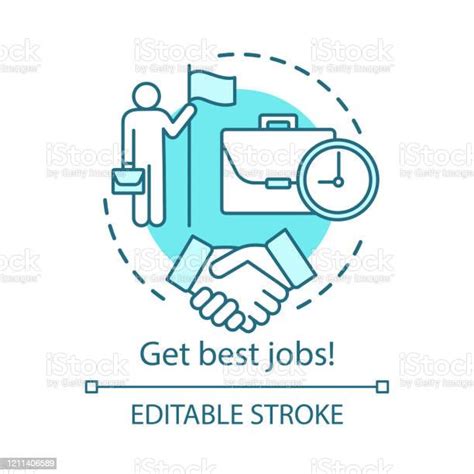 최고의 작업 개념 아이콘을 가져옵니다 계약 아이디어 얇은 라인 일러스트 를 만들기 직원 채용 협상 파트너십 성공적인 거래 고용 벡터 절연 윤곽선 도면 편집 가능한 스트로크