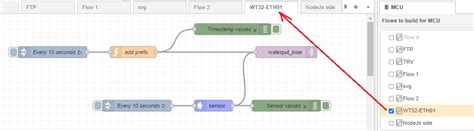 tutorial read a sensor by running a node red flow on an esp32 via