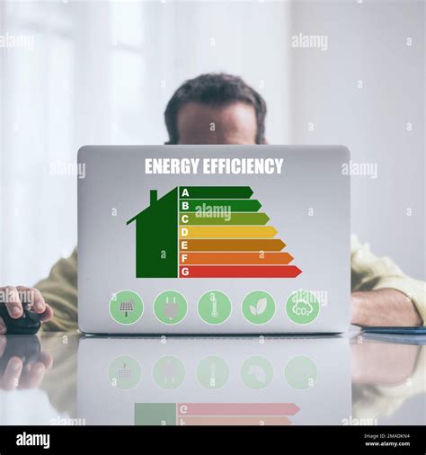 Man Calculating Energy Buildings Efficiency Class Ecological And Bio