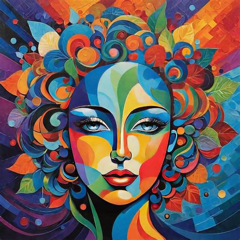 Premium Vector Colorful Abstract Background With Beautiful Girl And