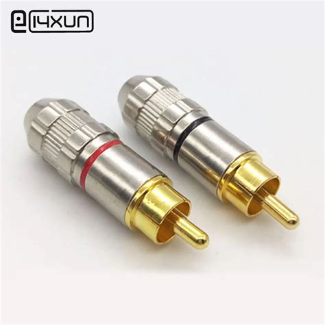 1pcs RCA Connector Gold Plated Head AV Plug For PC Audio Video Red Black For 6mm Cable DIY Parts