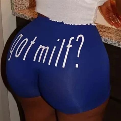 Wholesale Light Blue Elastic Fly Low Letter Print Straight Shorts