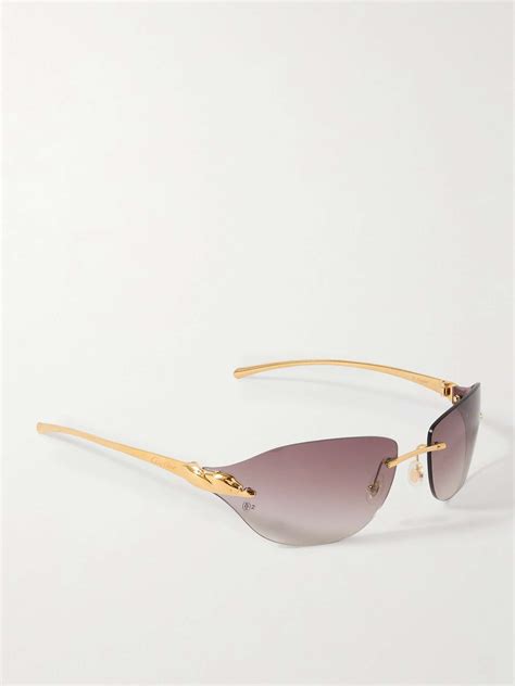 Cartier Panthère Classic Rimless Square Frame Gold Tone Sunglasses