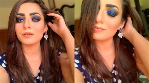 Glitter Blue Smokey Eyes Party Makeup Tutorial In Urduhindi