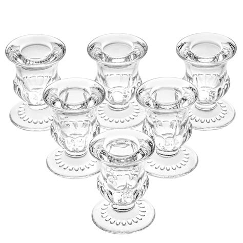 Glass Taper Candle Holders Set Of 6 Clear Crystal Candle Holders For