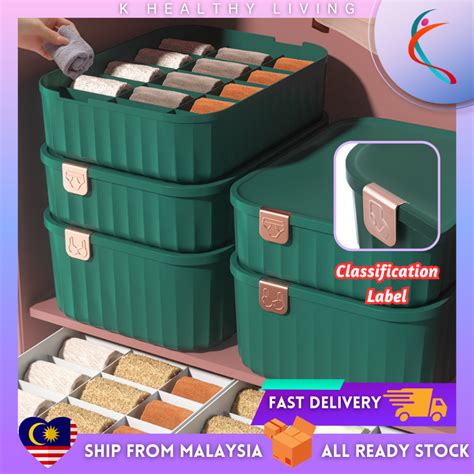 15 Grids Storage Box With Cover Stackable Compartment Storage Box Bra Organizer Underwear