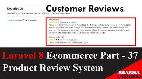 laravel 8 ecom part 37 product reviews in laravel ecommerce display