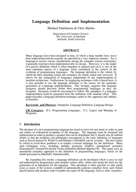 Pdf Language Definition And Implementation