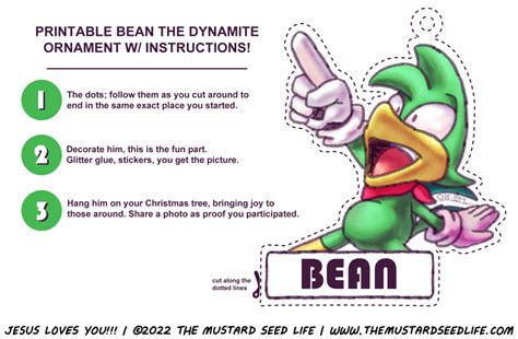 Sonic Printable Bean The Dynamite Christmas Ornament The Mustard Seed