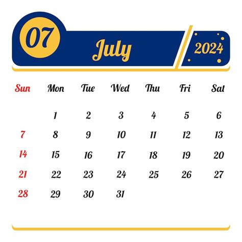 Premium Vector July 2023 Vector Calendar Template