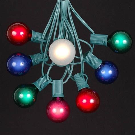 Multi Colored G40 Globeround Outdoor String Light Set On Green Wire