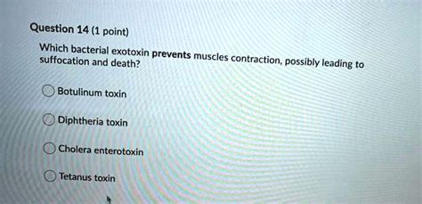 Solved Question 14 1 Point Shich Bacterial Exotoxin Prevents Muscles