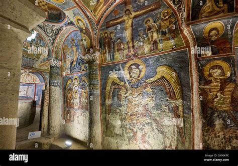 Interior View Of Magnificent Fresco In Dark Church Karanlık Kilise In
