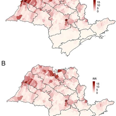 spatial relative risks posterior means of the spatial relative risks