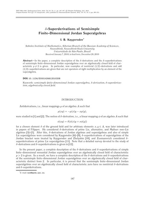 Pdf δ Superderivations Of Semisimple Finite Dimensional Jordan Superalgebras
