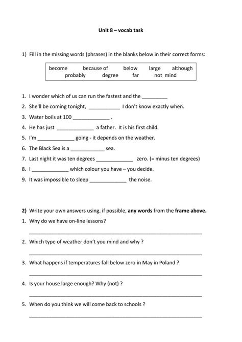 Vocabulary Exercises For Adults