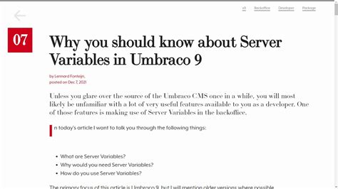 24 Days 2021 Day 7 Why You Should Know About Server Variables In Umbraco 9 Youtube