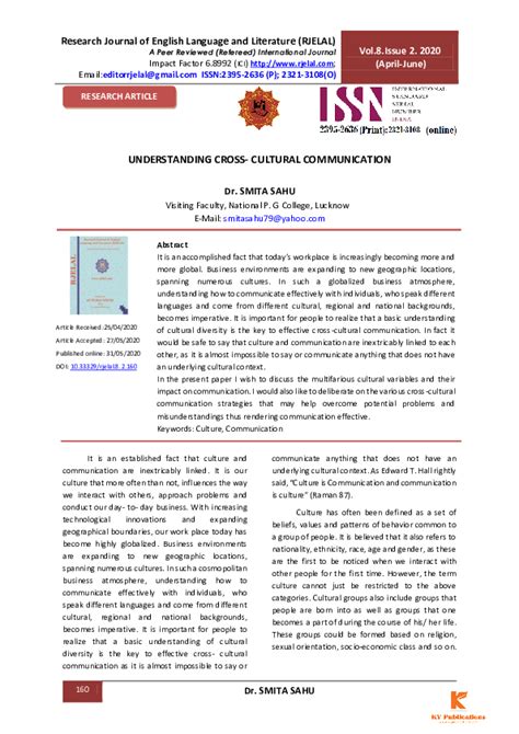 Pdf Understanding Cross Cultural Communication