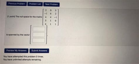 Solved Previous Problem Probler List Next Problem 0 6 Nun 1