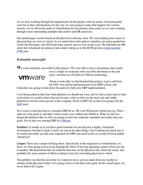 Virtualization Spurs Erp Operations And Disaster Recovery For Sportswear Giant Columbia Pdf