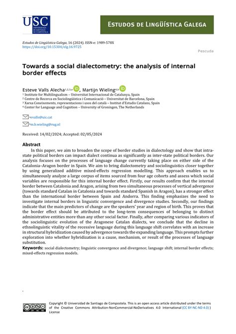 Pdf Towards A Social Dialectometry The Analysis Of Internal Border