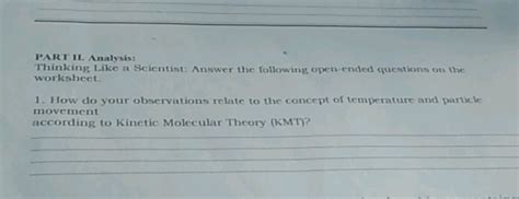 PART II Analysis Thinking Like A Scientist StudyX