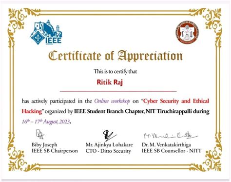 Ritik Raj On Linkedin I Had Successfully Completed 2 Days Workshop On The Topic Cyber Security