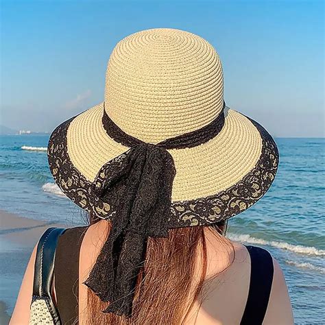 2022 여성 여름 양동이 밀 짚 모자 태양 자외선 보호 Foldable Packable 여행 비치 숙 녀 모자 모자 휴일 Aliexpress