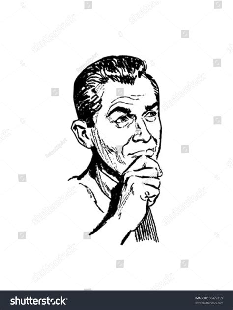 Pondering Man Retro Clip Art Stock Vector Illustration 56422459