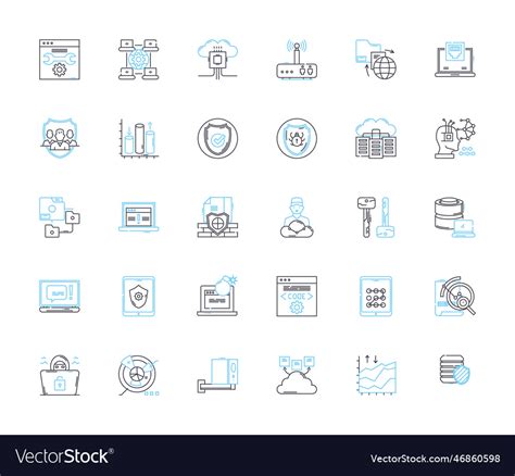 Firewall Protection Linear Icons Set Security Vector Image