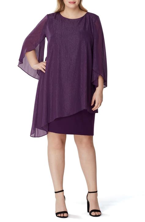 Tahari Metallic Chiffon Overlay Sheath Dress Nordstrom Dress Plus