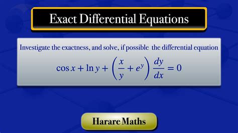 Exact Differential Equations Youtube